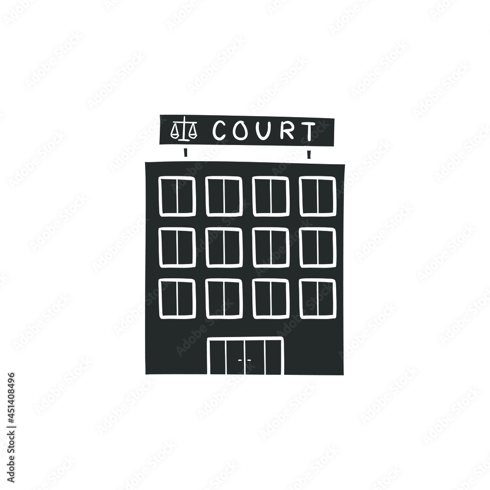 Court Building Icon Silhouette Illustration. Judge Laws Vector Graphic ...