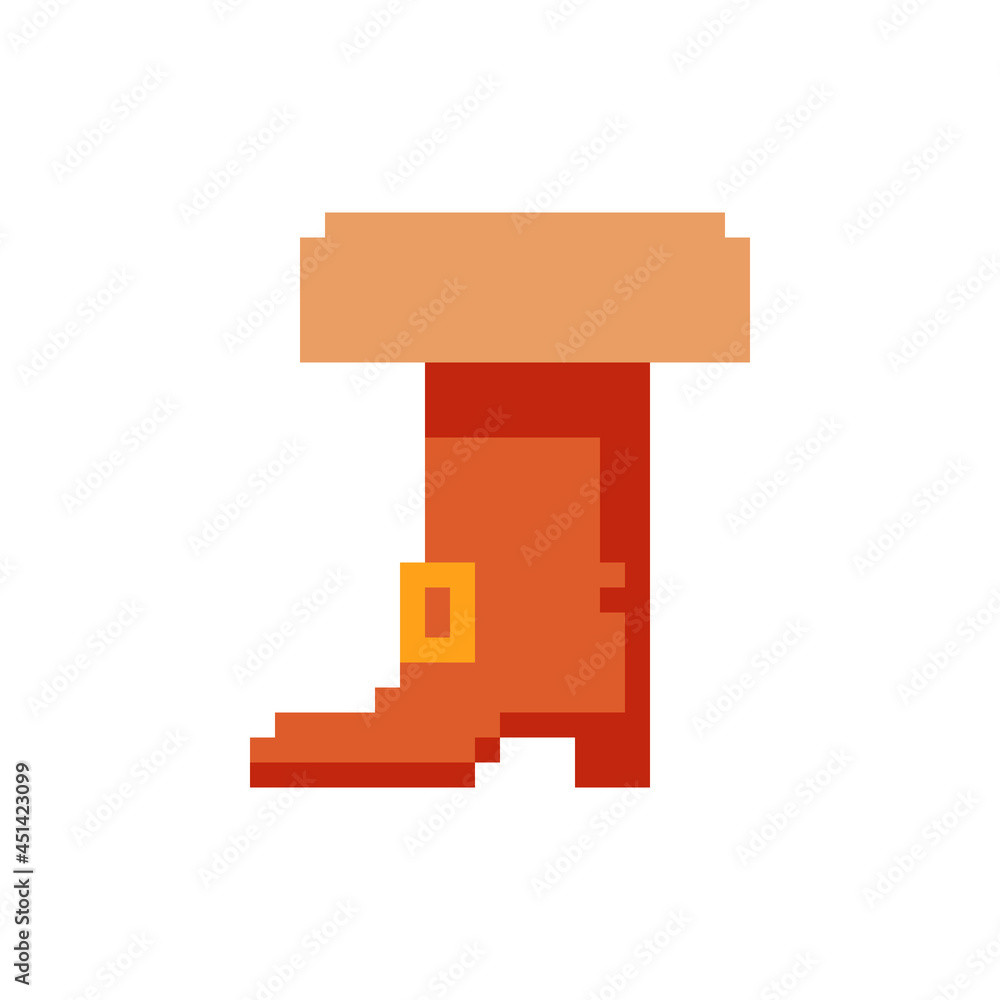 Brown leather vintage pirate boots pixel art icon Design for stickers ...