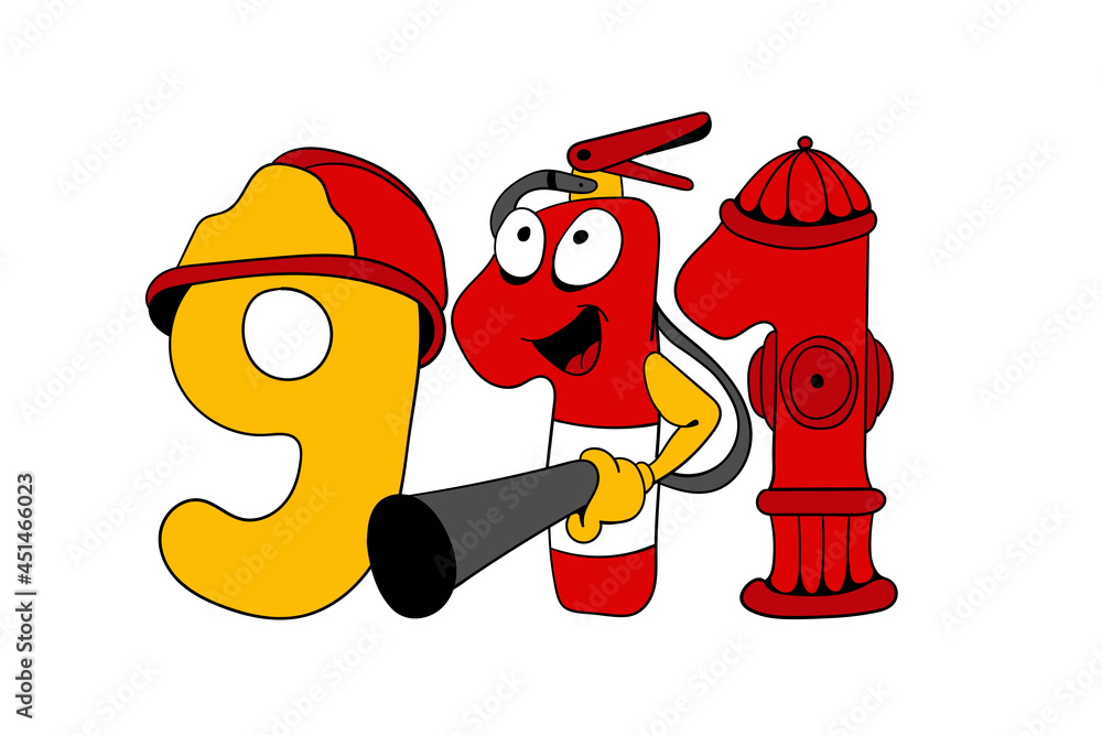 Coloring book page funny cartoon smile fire extinguisher and hydrant ...