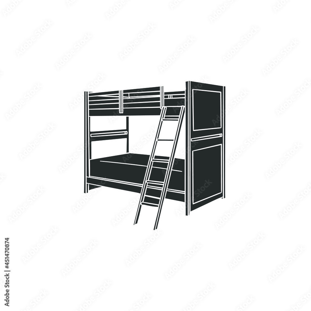 Double Bed Icon Silhouette Illustration. Bunk Berth Vector Graphic ...