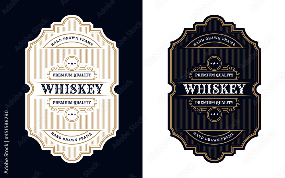 Whiskey Bourbon Vintage luxury antique border frame western engraving ...