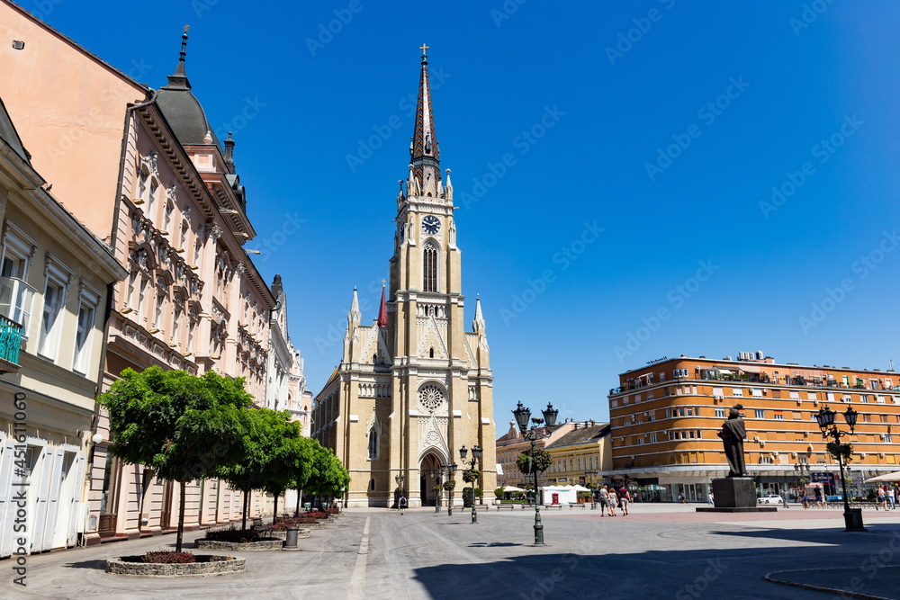 Novi Sad square and architecture street view, Vojvodina region. Serbia ...