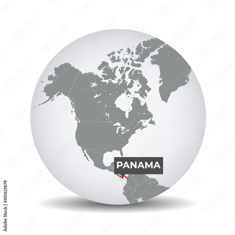 World globe map with the identication of Panama. Map of Panama. Panama ...