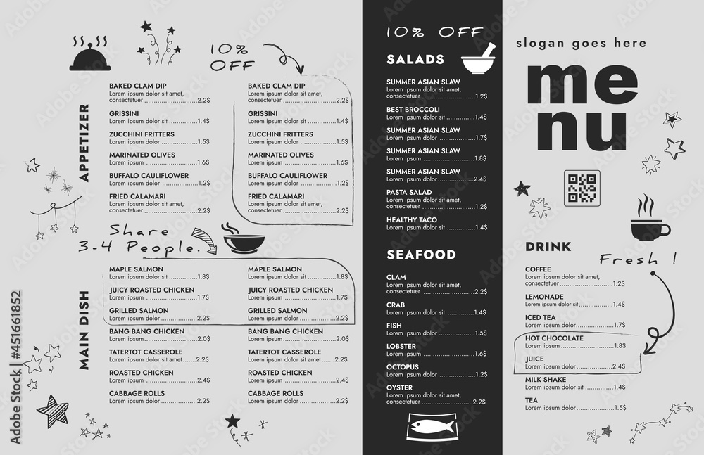 Cafe Menu Sheet