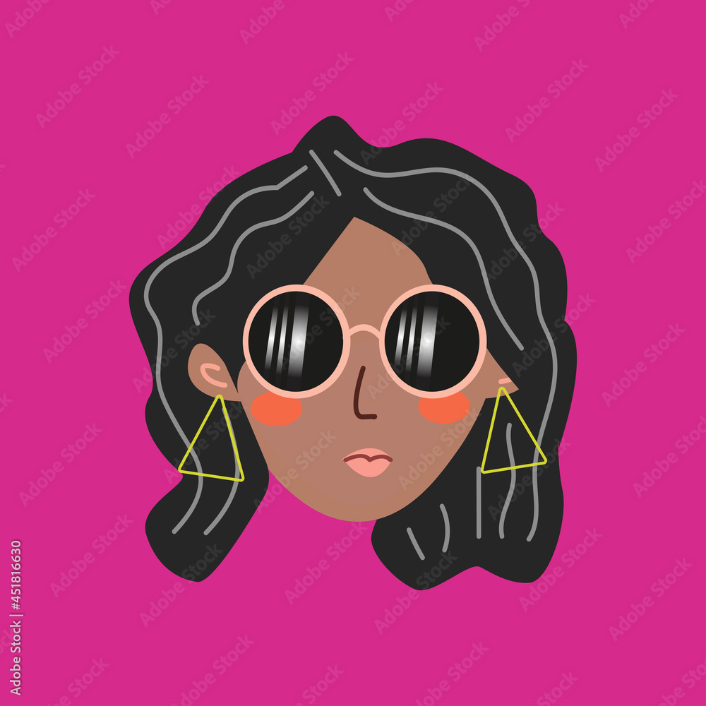 Cute woman face with wavy hair vector illustration Stock Vector | Adobe ...