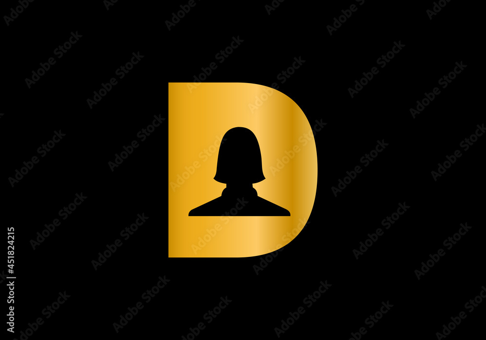 Initial D Letter alphabet with woman avatar. Lifting vector logo design ...