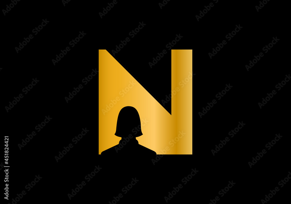 Initial N Letter alphabet with woman avatar. Lifting vector logo design ...