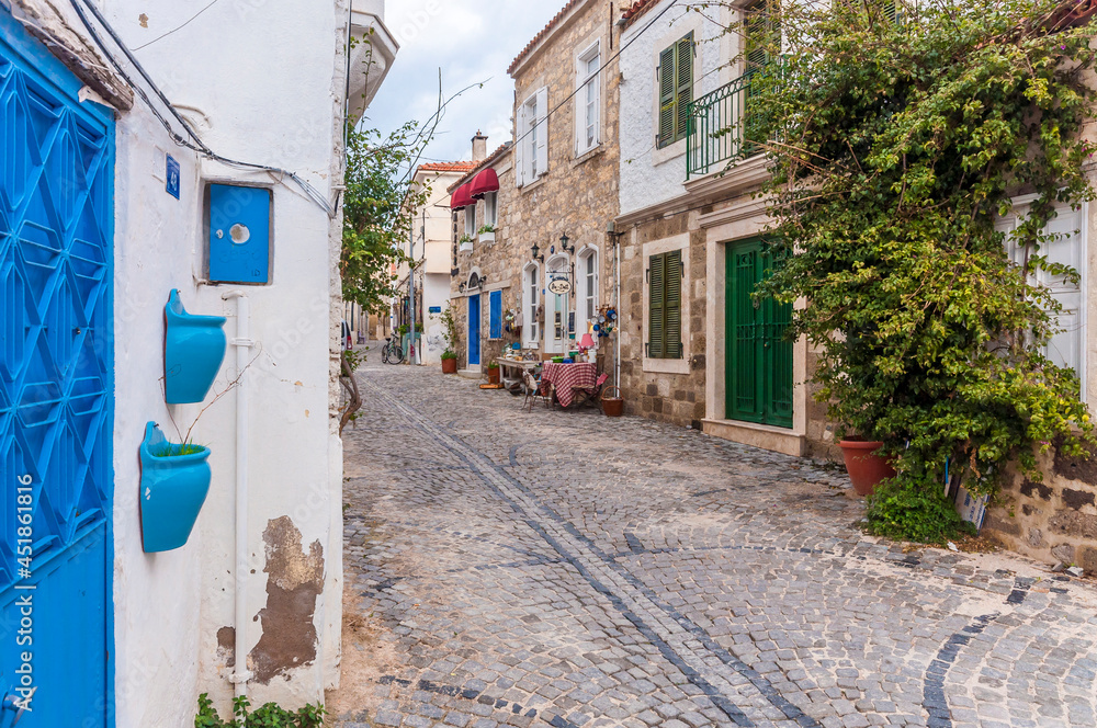 Alacati street view in Alacati Town. Alacati is populer historical ...