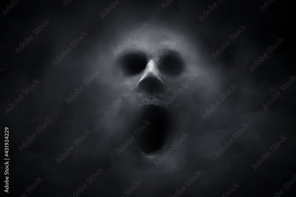 Arkistovalokuva Scary ghost on dark background | Adobe Stock