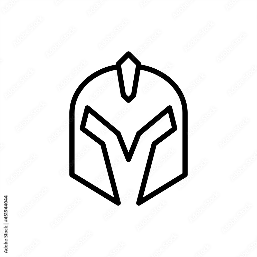 Pixel perfect black thin line icon of a knight helmet. Editable stroke ...