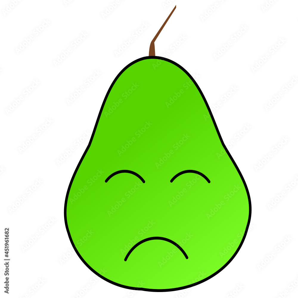 Sad Face Pear fruit cartoon illustration Stock Vector | Adobe Stock