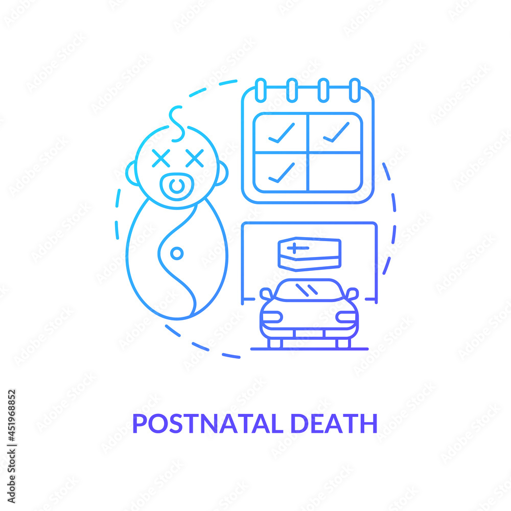 Postnatal death blue gradient icon . Death of newborn abstract idea ...