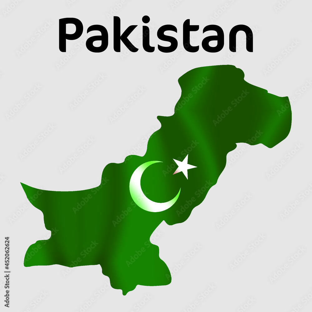 Pakistan map with flag Stock Vector | Adobe Stock
