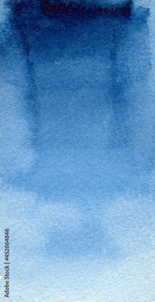 Watercolor hand painted vertical Background. Abstract Blue color ...