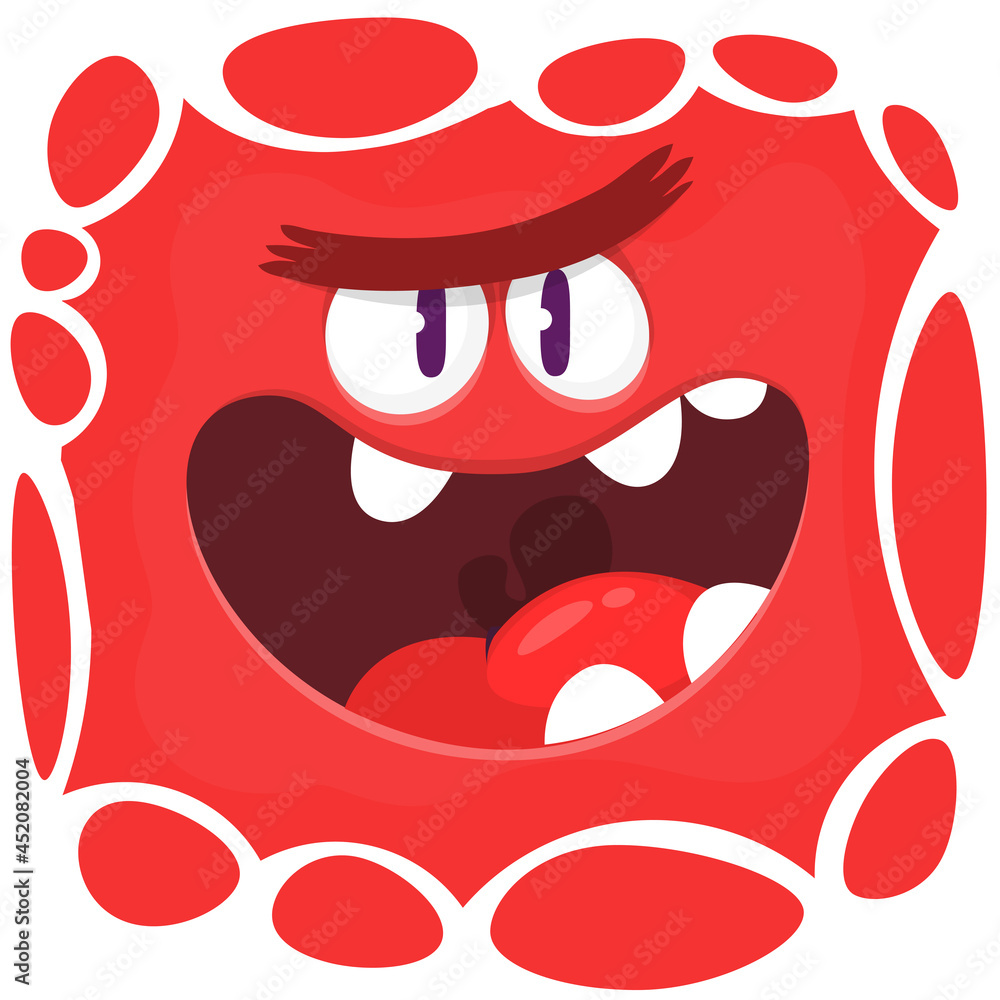 Angry cartoon monster character face expression. Illustration of cute ...
