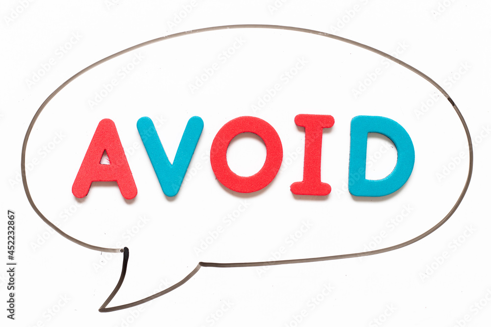 Alphabet letter with word avoid in black line hand drawing as bubble ...