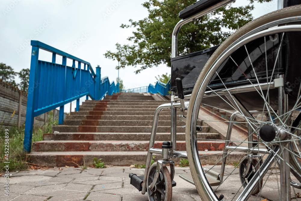 Large wheelchair. Wheelchair concept, disabled person, full life ...