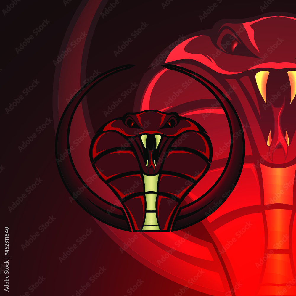 Red Cobra Mascot Gaming Logo Vector Template Stock Vector | Adobe Stock