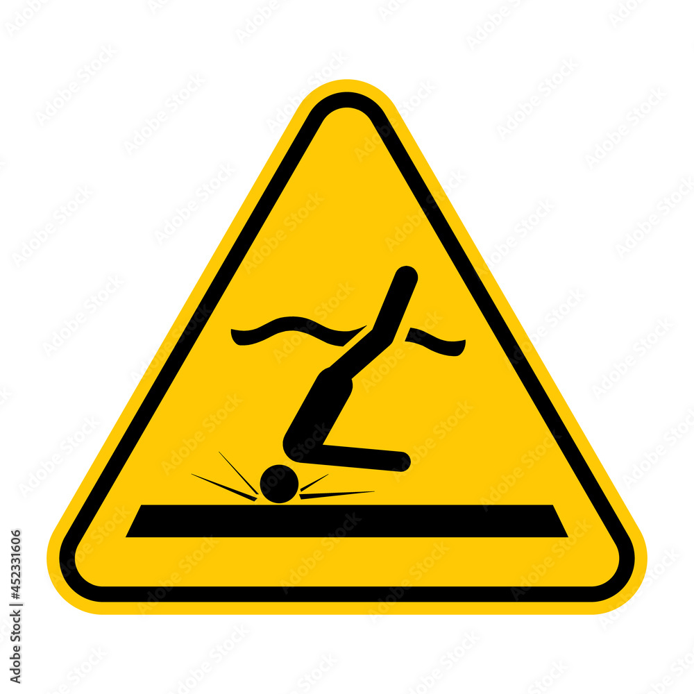 Стоковий вектор Shallow water sign. Vector illustration of yellow ...