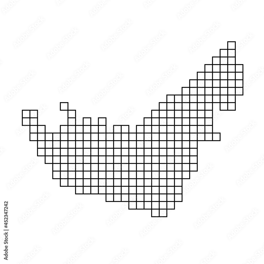 United Arab Emirates, UAE map silhouette from black pattern mosaic ...