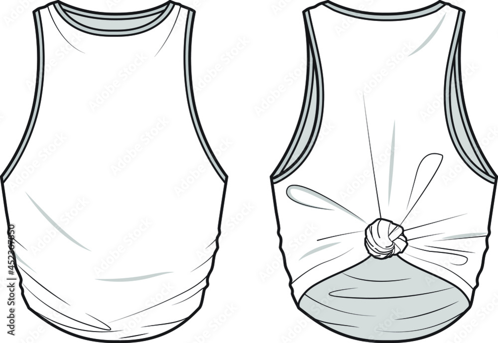 Women Tank Top fashion illustration vector, technical drawing, flat ...