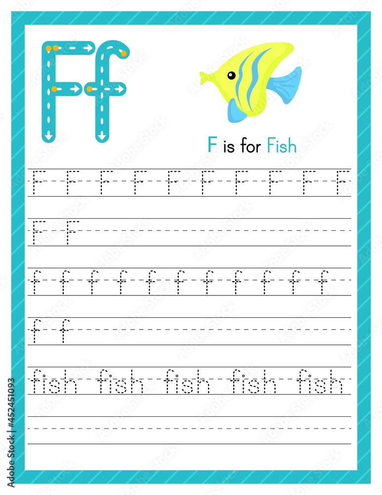 Trace letter F uppercase and lowercase. Alphabet tracing practice ...