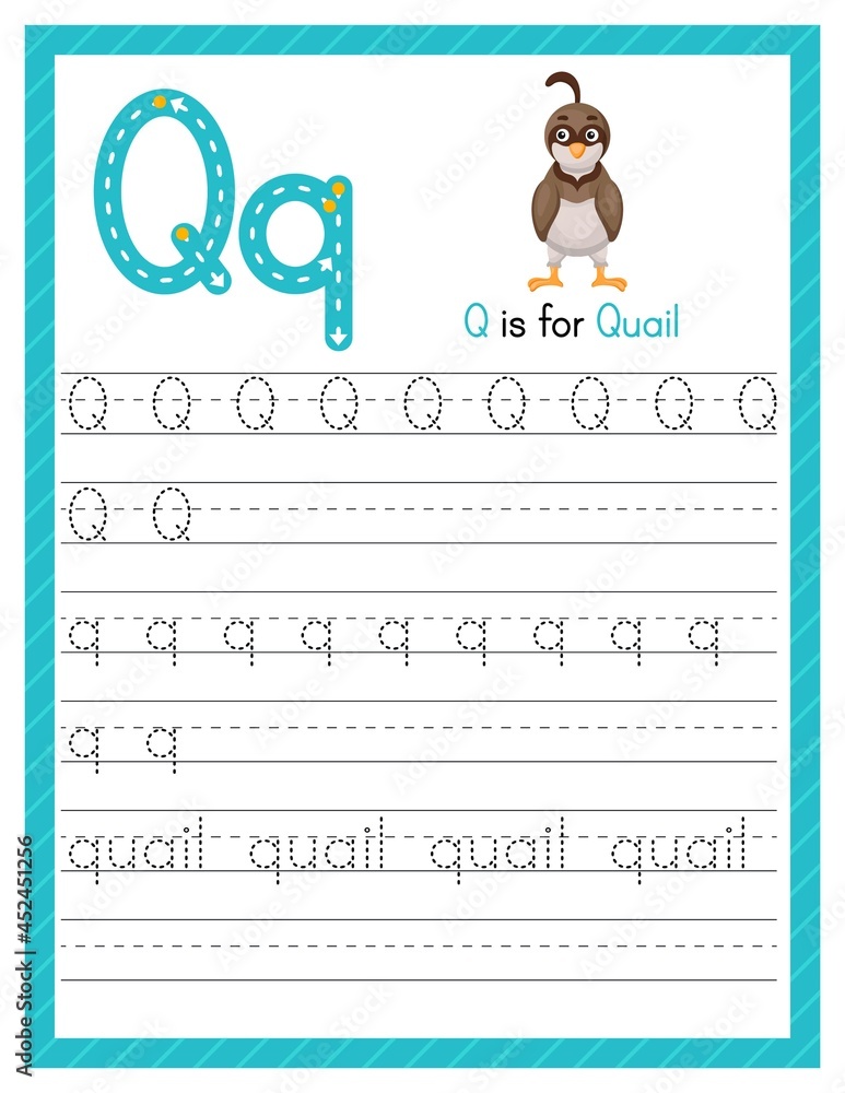 Стоковое векторное изображение «Trace letter Q uppercase and lowercase ...