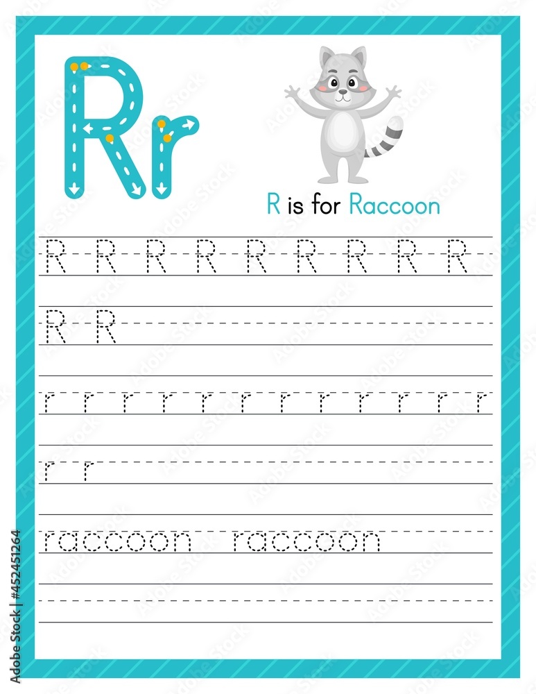 Trace letter R uppercase and lowercase. Alphabet tracing practice ...