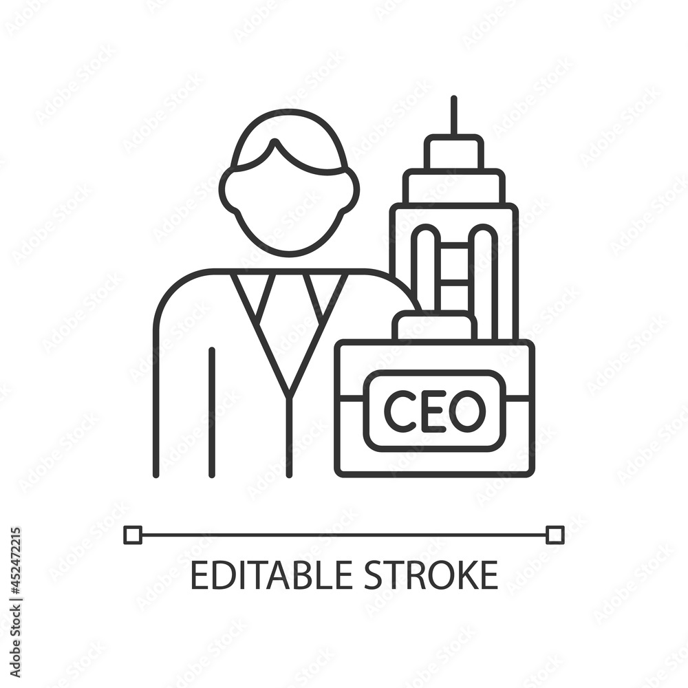 Chief executive RGB linear icon. Ceo of corporation. Chief executive ...