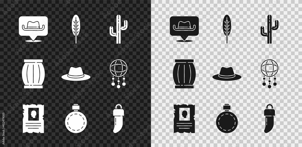 Set Location cowboy, Indian feather, Cactus, Wanted western poster ...