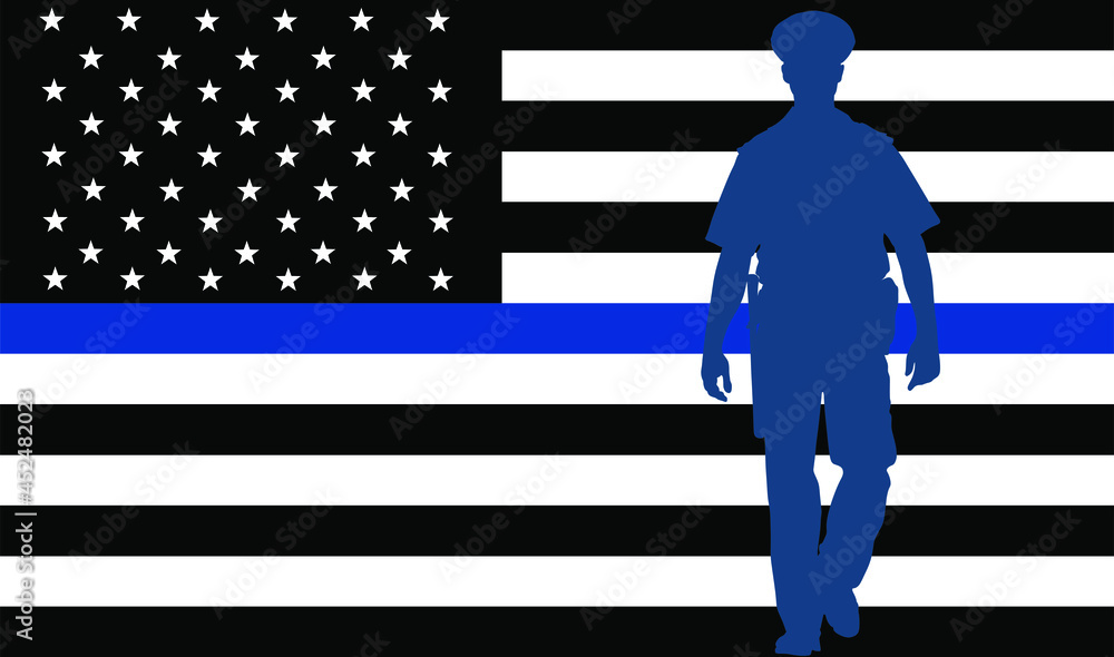 Thin blue line flag USA law enforcement symbol. American police flag ...