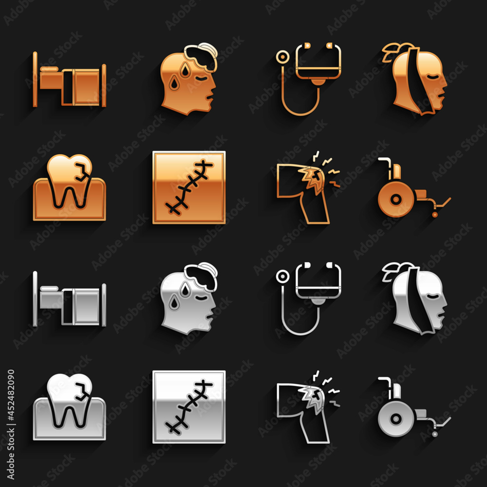 Set Scar with suture, Toothache, Wheelchair, Joint pain, knee pain ...