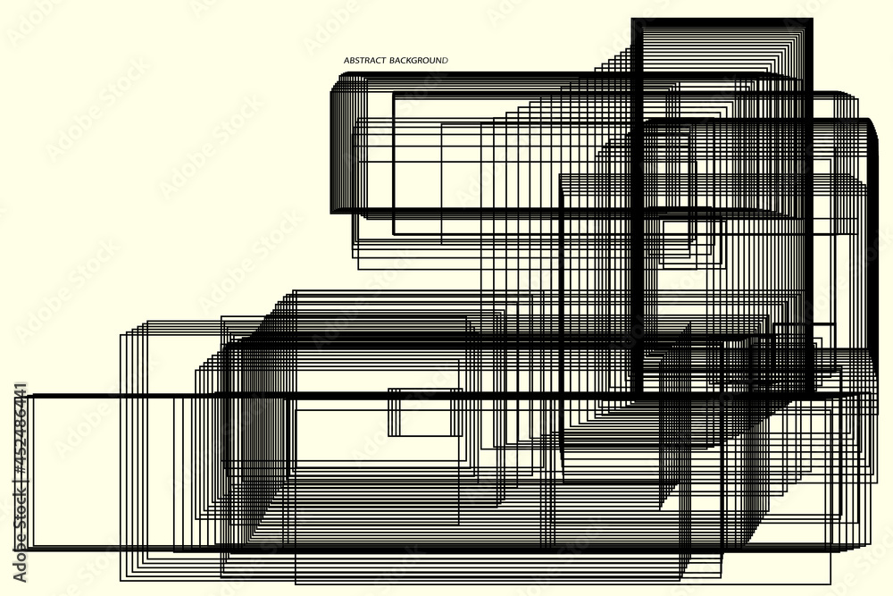 abstract pattern of rectangles and lines. drawing is kept in outline ...