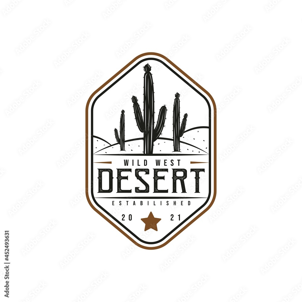 Vintage Retro Cactus Logo. Wild West Cowboy Ranch. Premium and Luxury ...