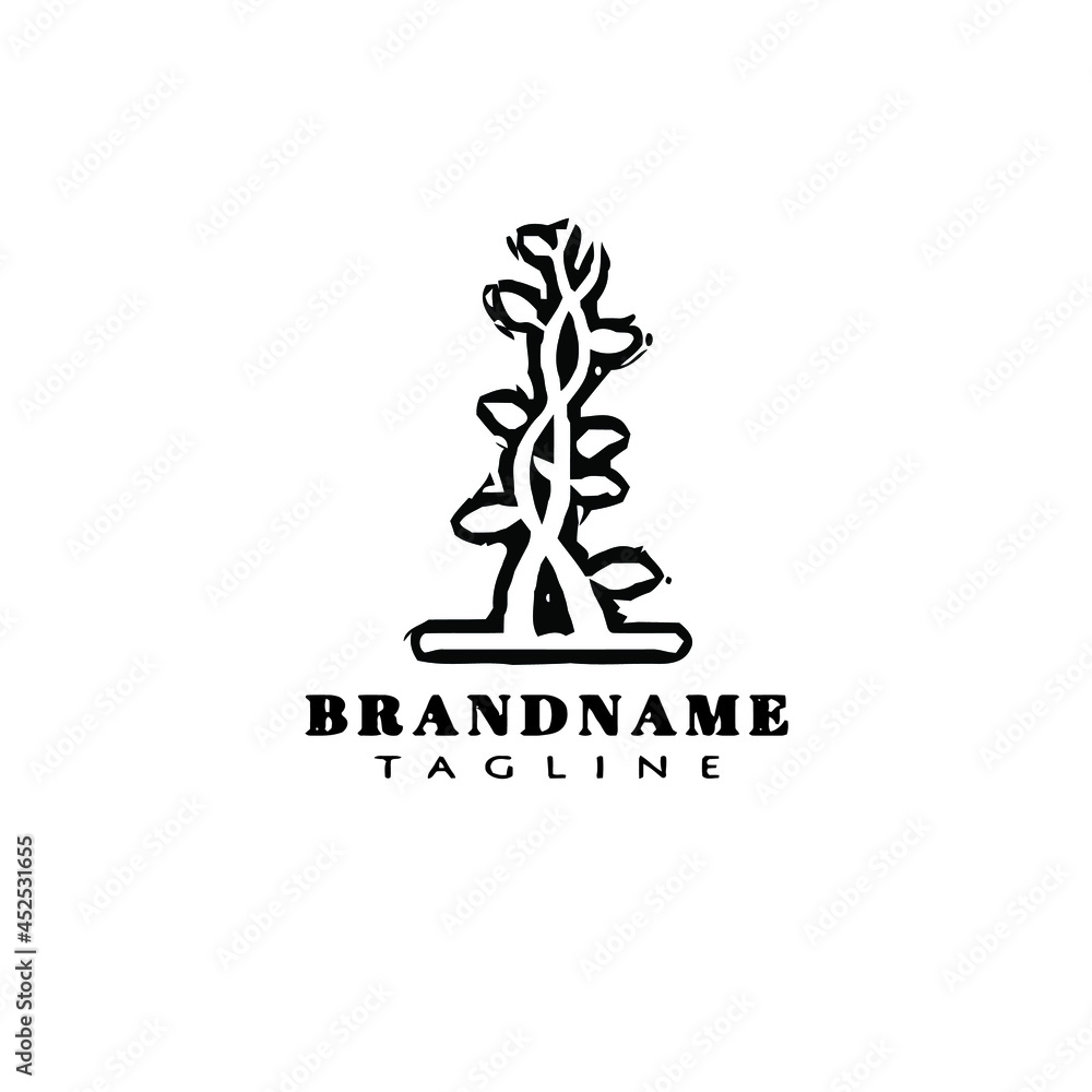 beanstalk logo cartoon icon design isolated black vector illustration ...