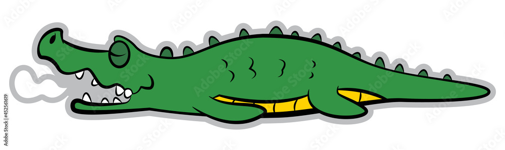 Cartoon Illustration of Big Fat Alligator sleeping and snoring because ...