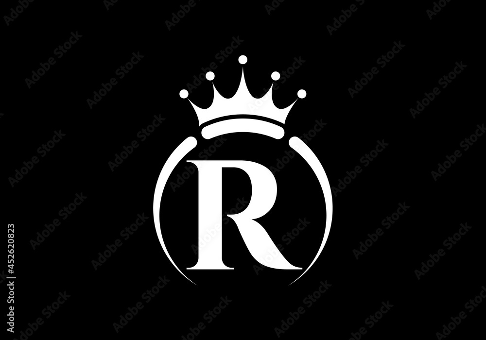 Initial R monogram alphabet with a crown. Royal, King, queen luxury ...
