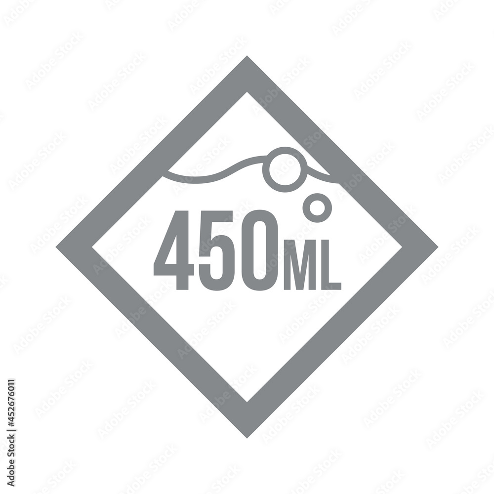 Liter l sign (l-mark) estimated volumes 450 milliliters (ml) Vector ...