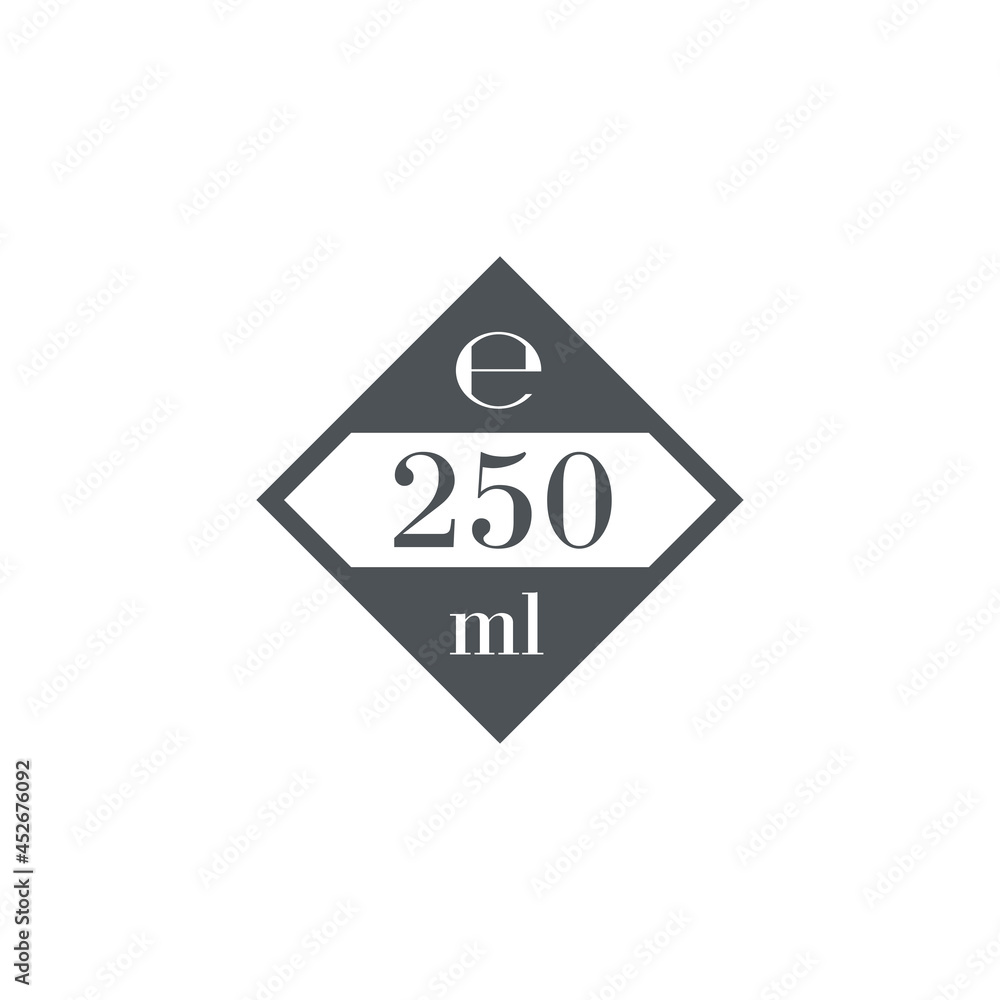 Liter l sign (l-mark) estimated volumes 250 milliliters (ml) Vector ...