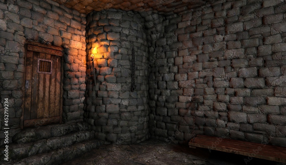 ภาพประกอบ Stock Fantasy medieval dungeon architecture construction 3d ...