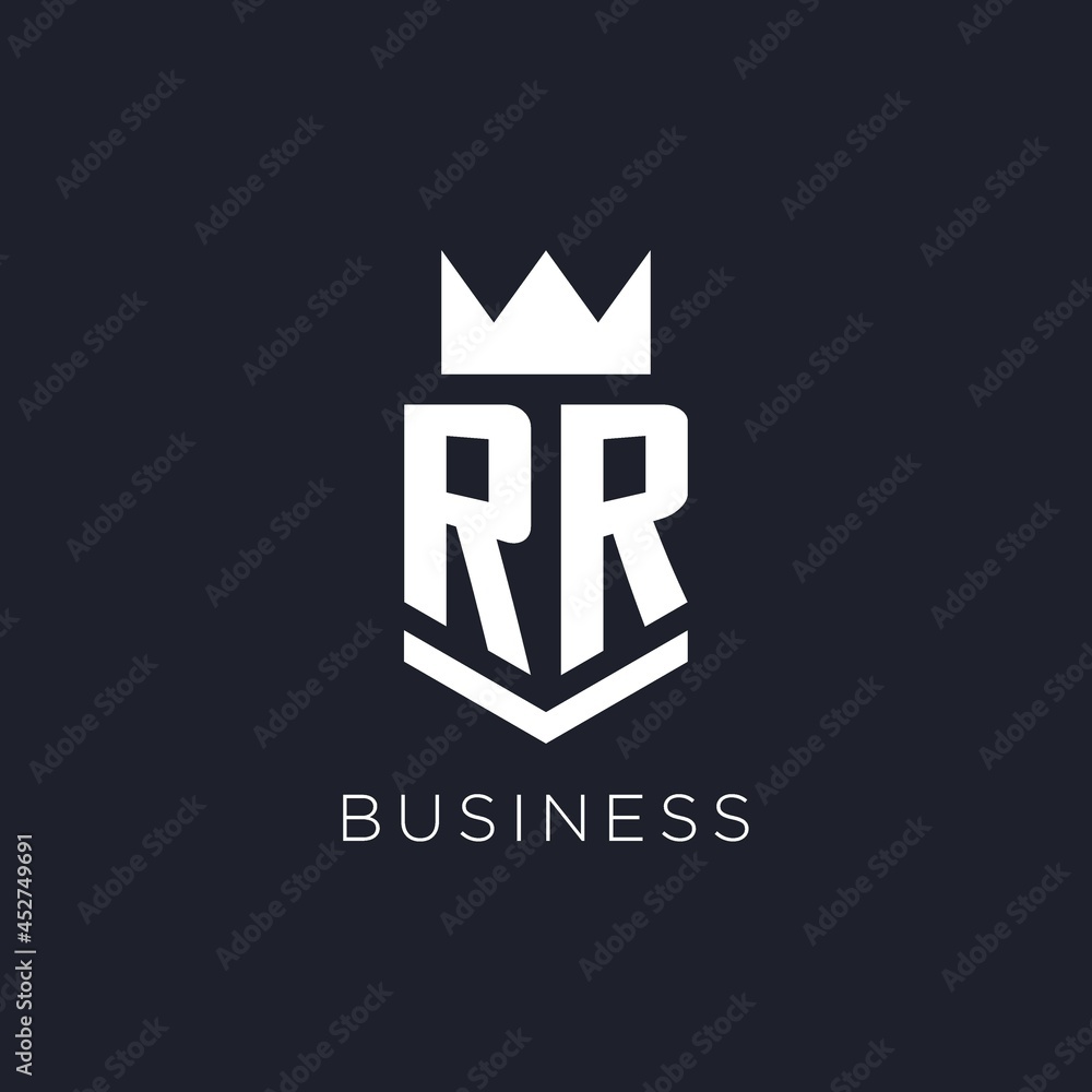 RR logo with shield and crown, initial monogram logo design Stock ...