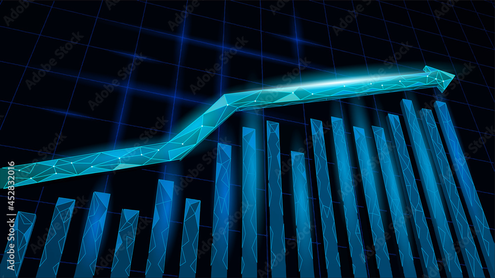 Abstract neutral business statistics chart growing graphs. Blue light ...