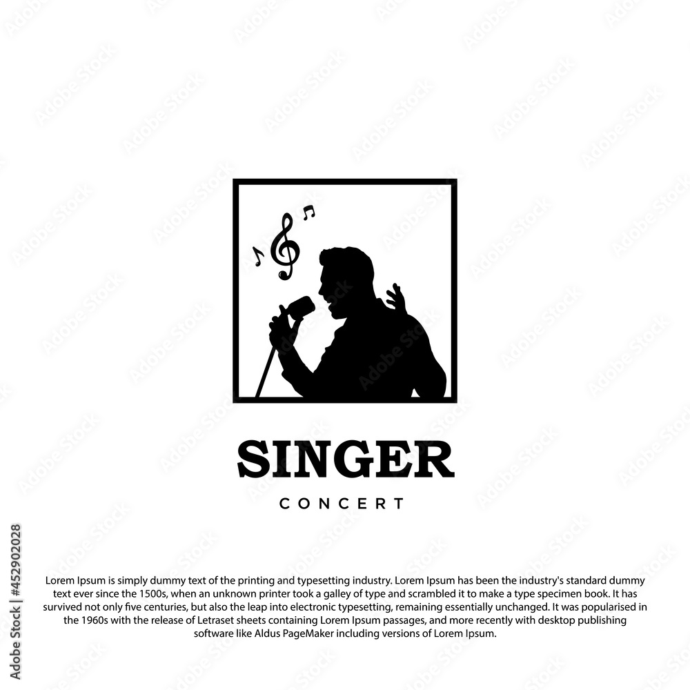 Singer Logo. Classic Silhouette singer Logo Design Vector Illustration ...