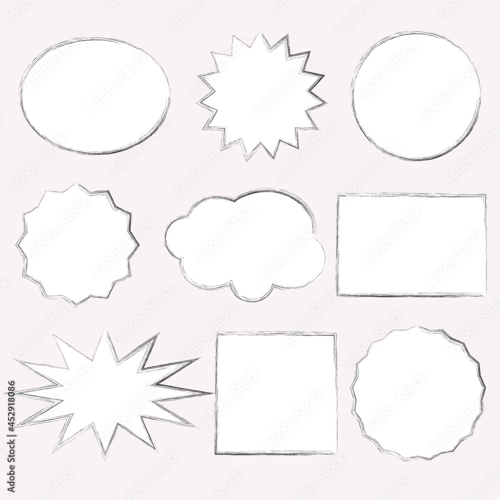 curly frames for text, watercolor, hand drawing. Round frames, square ...