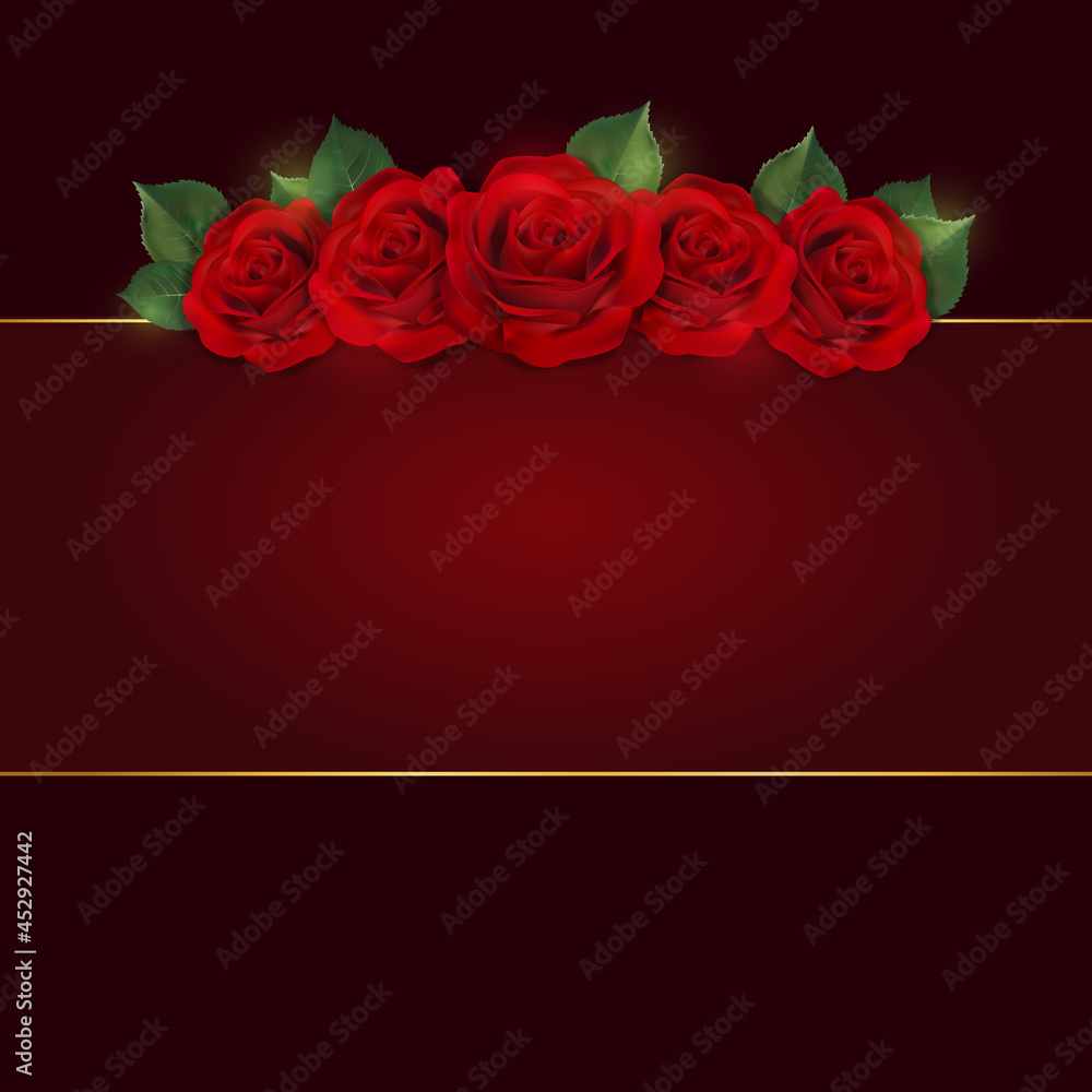 Vector card with red roses background Stock Vector | Adobe Stock