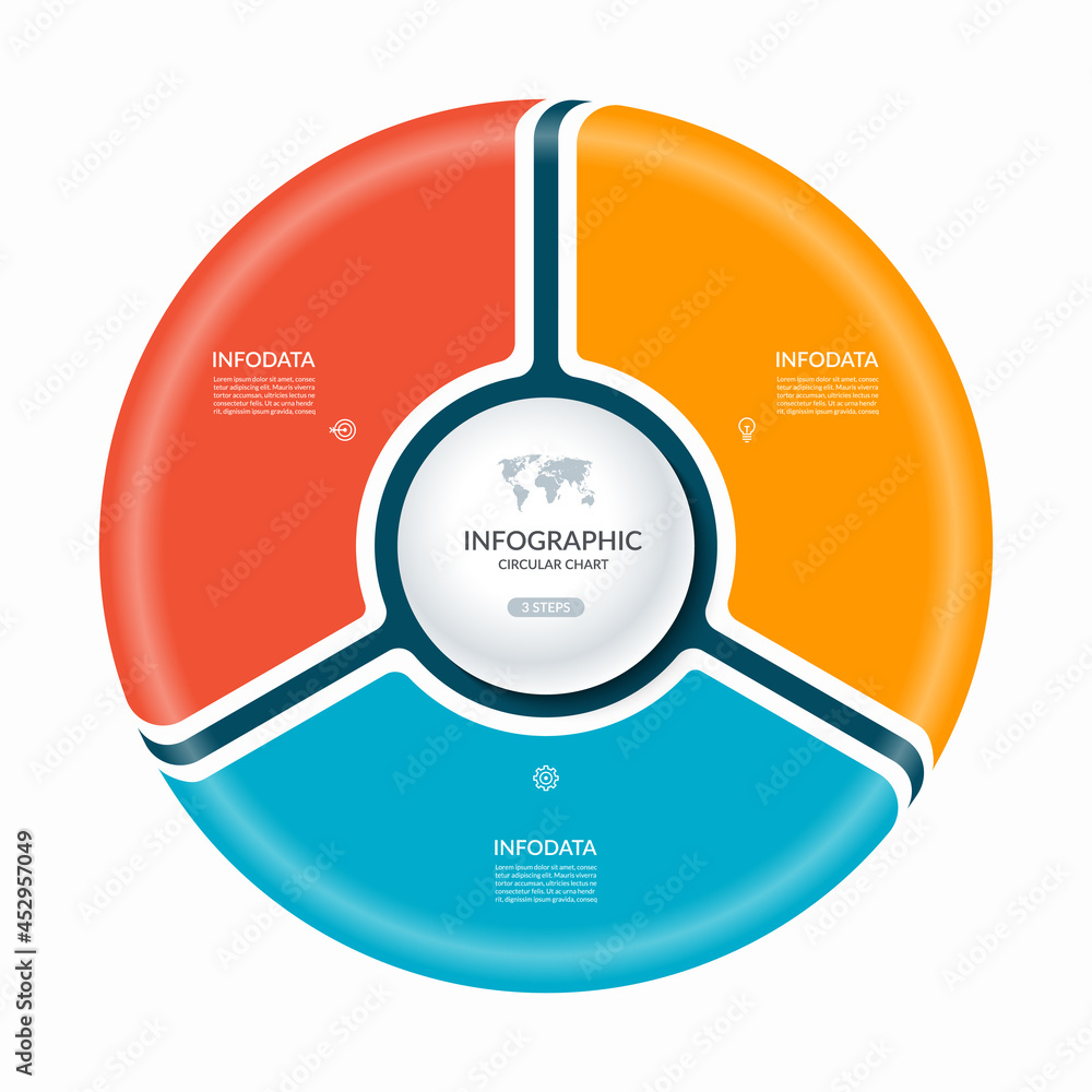 Infographic circle with 3 steps, parts. Vector process chart, cycle ...