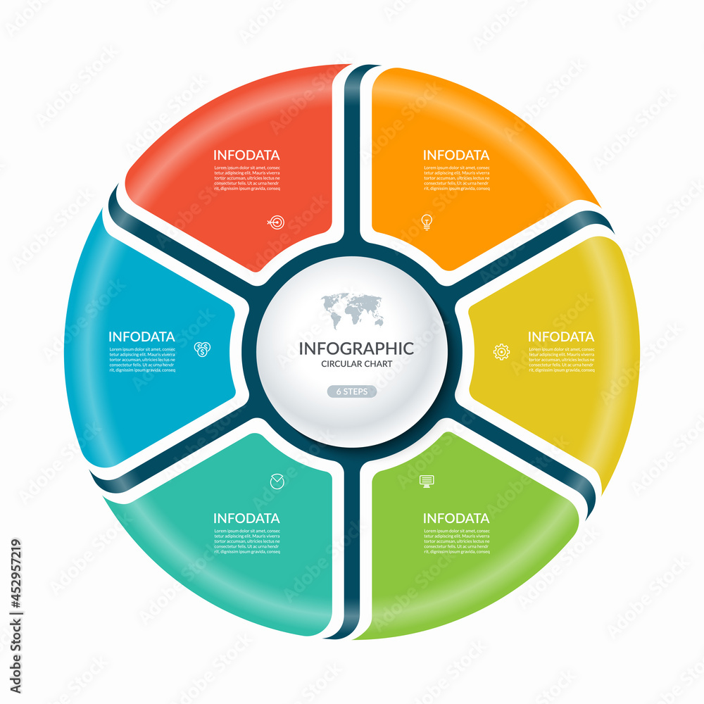 Infographic circle with 6 steps, parts. Vector process chart, cycle ...