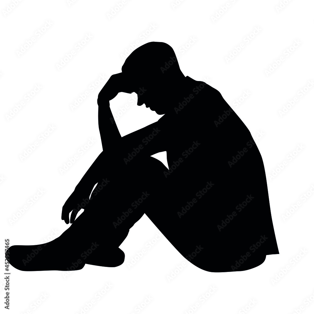 Silhouette Of Sad And Depressed Person Stock Vector | Adobe Stock
