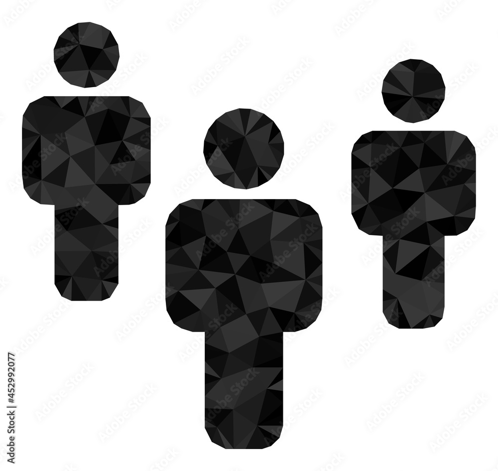 Low-poly people constructed of chaotic filled triangles. Triangle ...