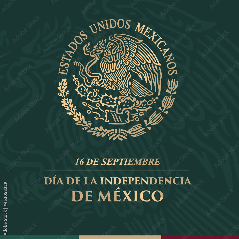 VECTORIAL BANNER for Mexico Independence Day with shiny golden coat of ...